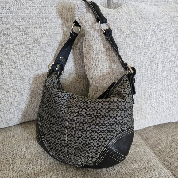 Coach | Bags | Coach Black And Gray Signature Shoulder Bag | Poshmark